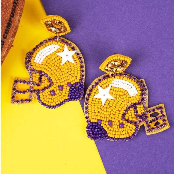 Jewelry | Lsu Game Day Beaded Earrings Purple And Gold Geaux Tigers ...